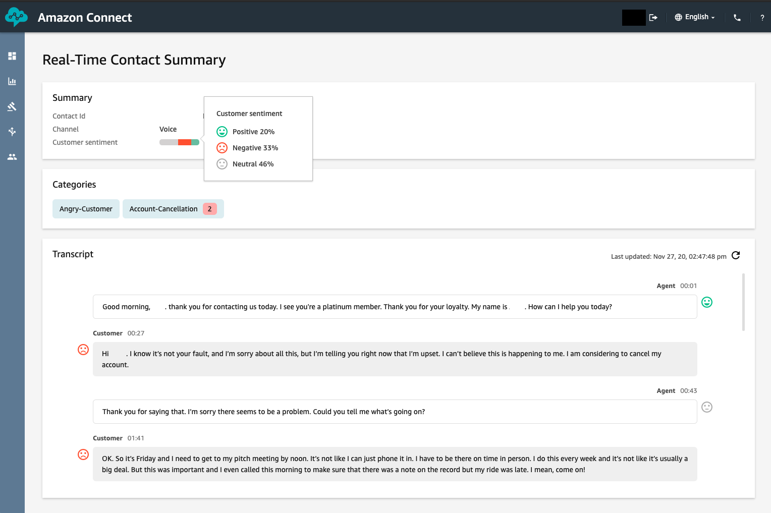 Contact Lens for Amazon Connect (機械学習による音声分析) | AWS